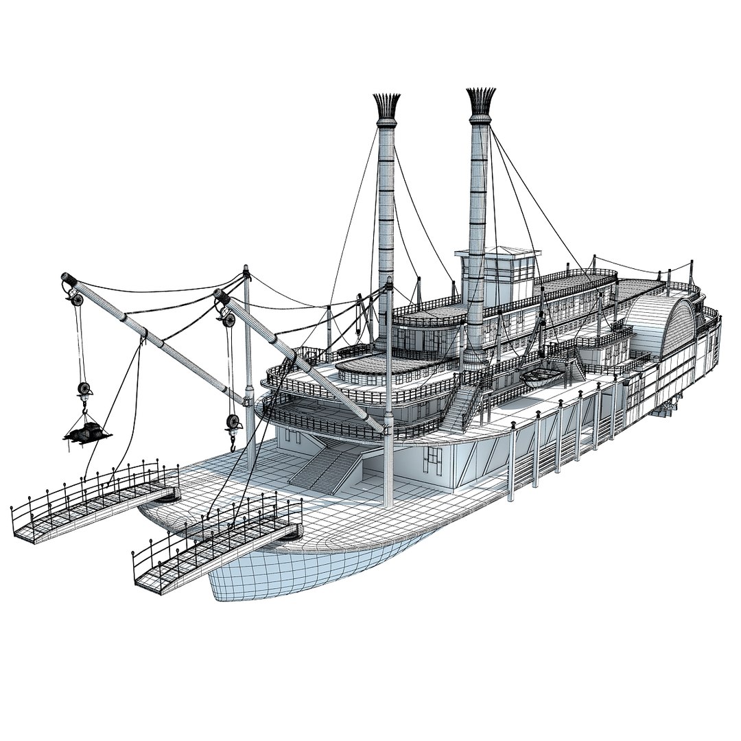 3d Model Historic Paddle Steamer River
