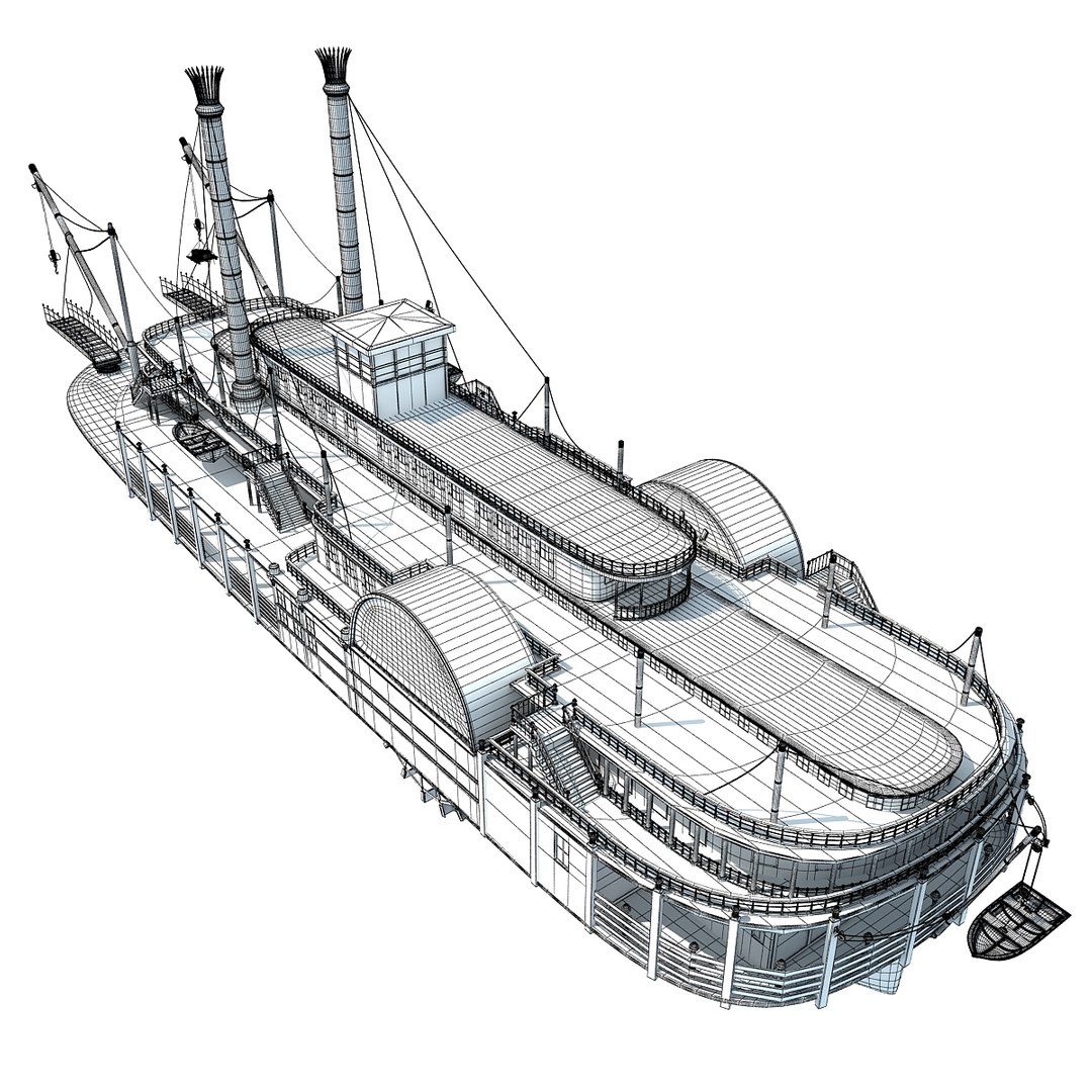 3d model historic paddle steamer river