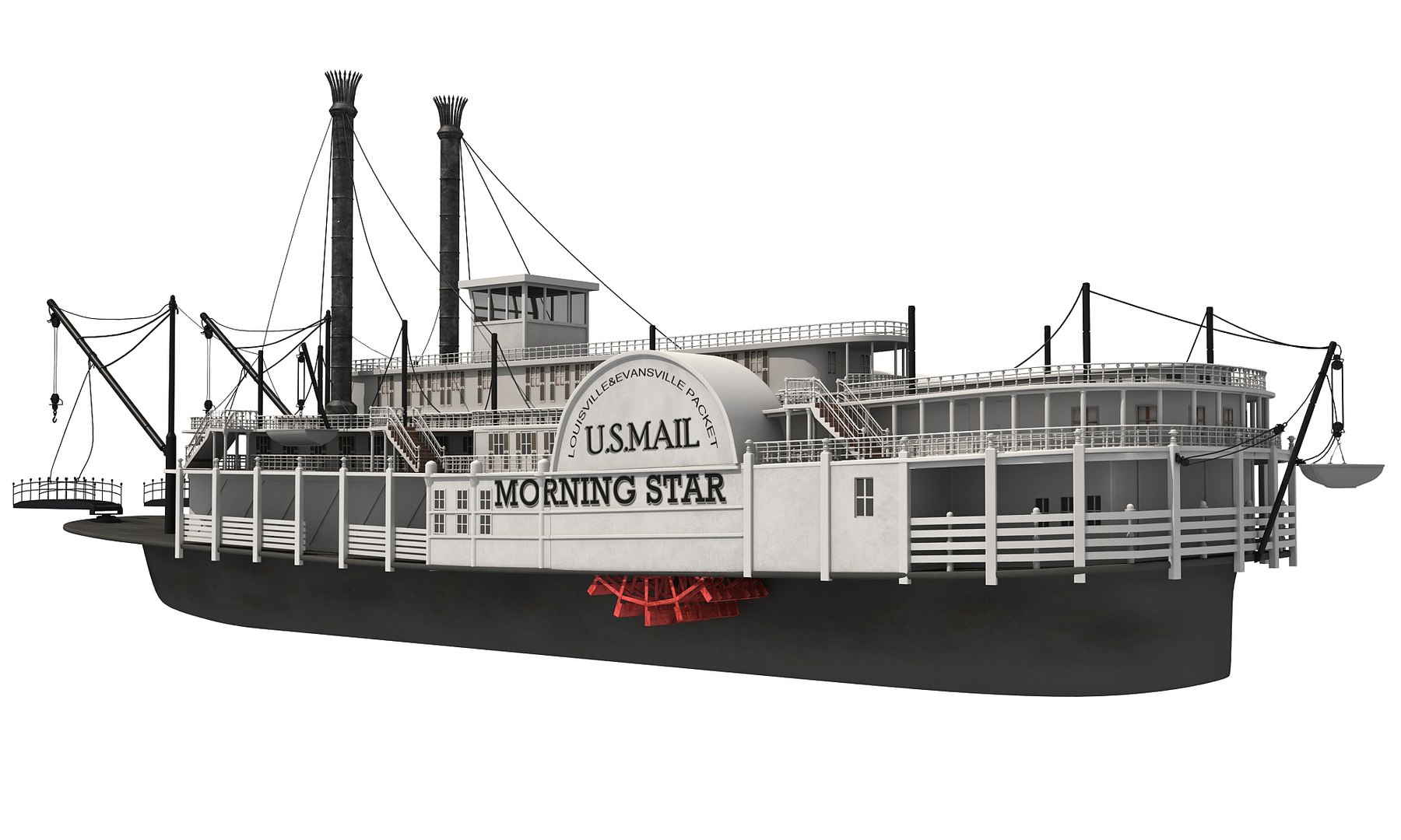 3d Model Historic Paddle Steamer River