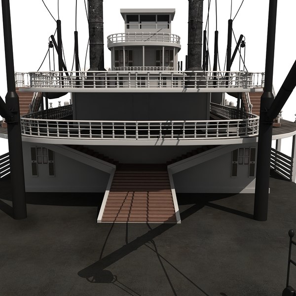 3d model historic paddle steamer river
