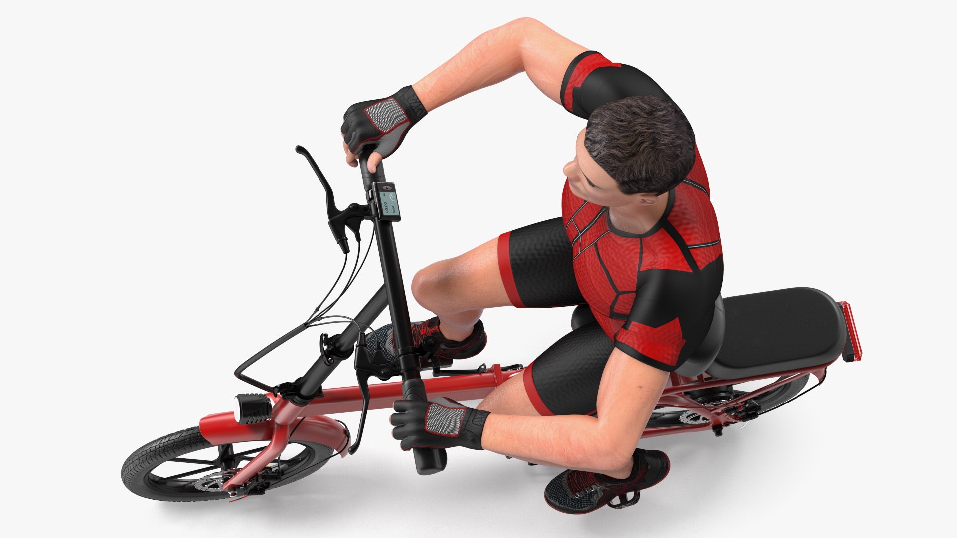 3D Cyclist On Foldable Red E-Bicycle - TurboSquid 2201914