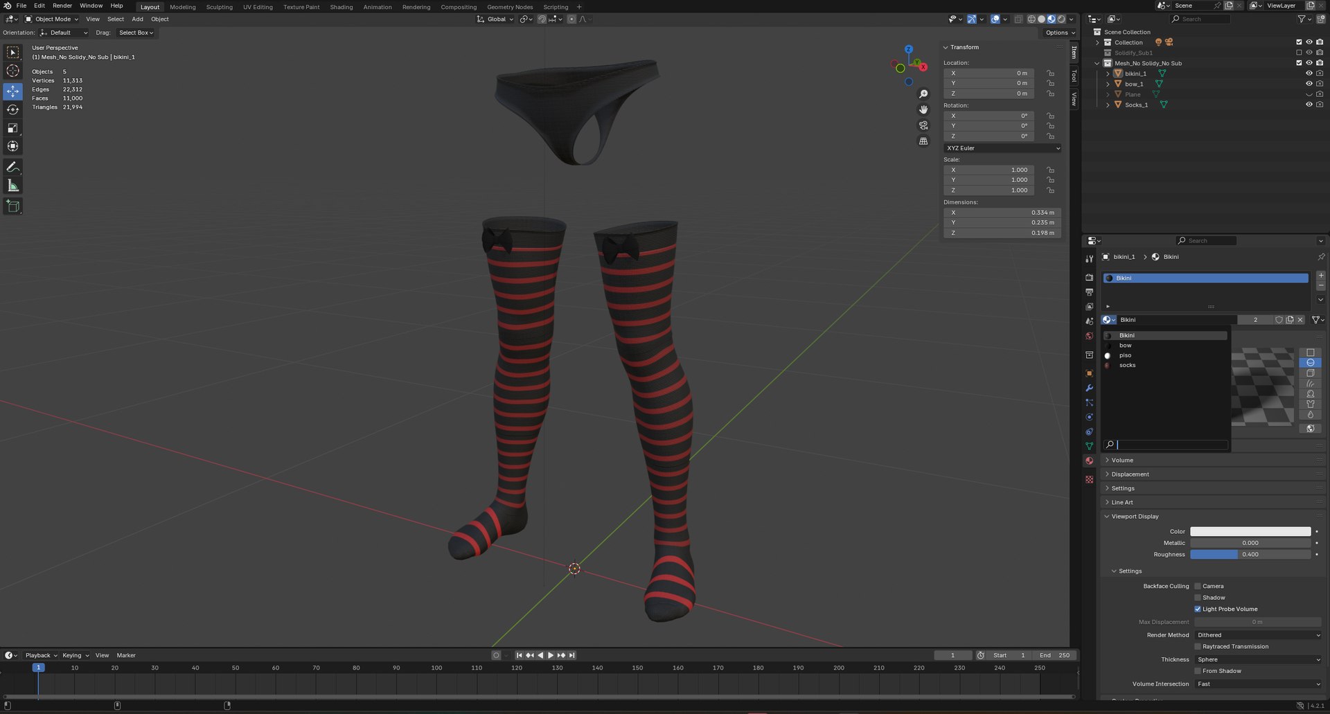 3D Sock And Bikini - TurboSquid 2293060