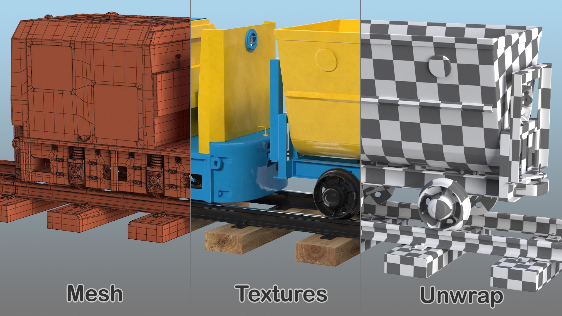 Mining locomotive minecart railway 3D model - TurboSquid 1513473