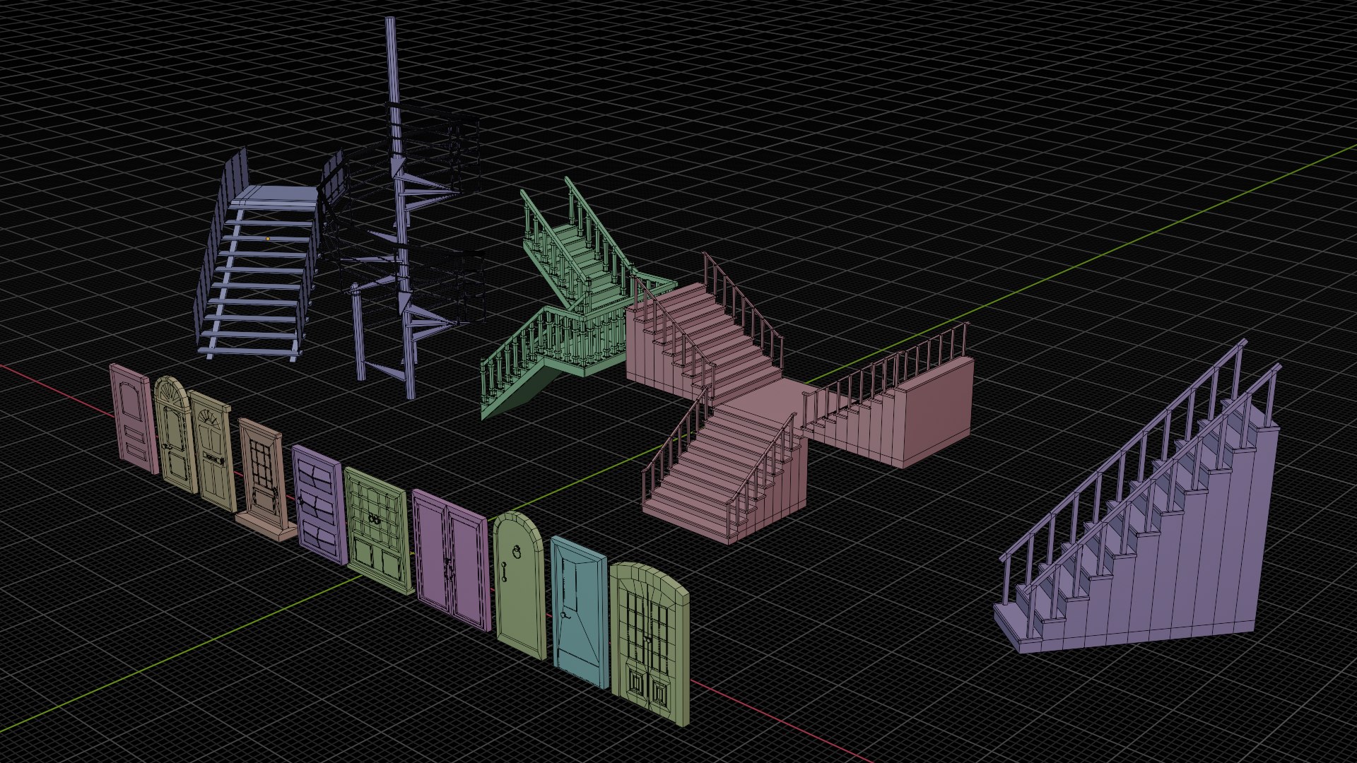 Low Poly Stairs And Doors 3D - TurboSquid 2103366