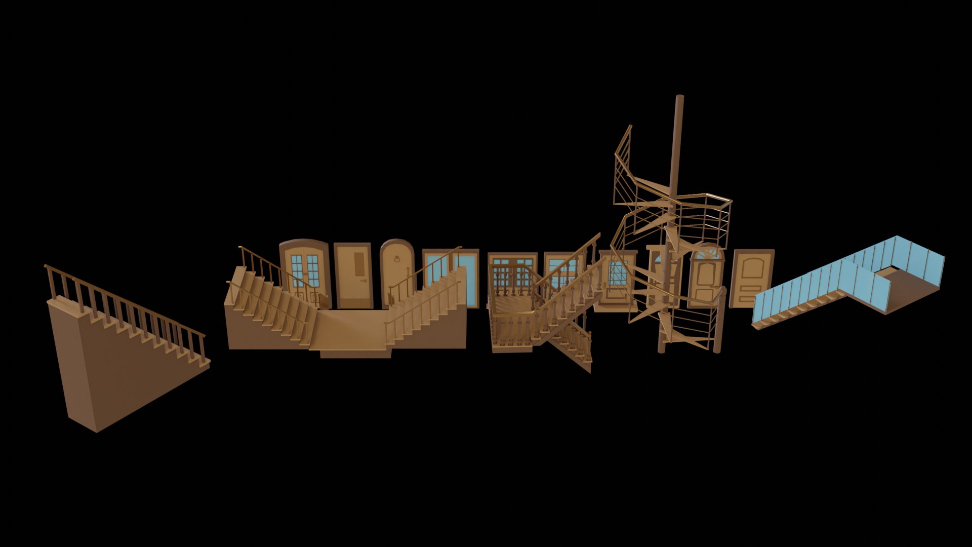 Low Poly Stairs And Doors 3D - TurboSquid 2103366