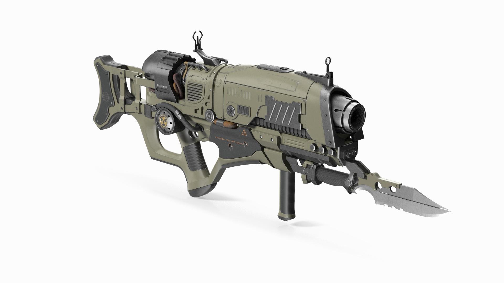 3D Futuristic Rifle With Bayonet Green - TurboSquid 2210658