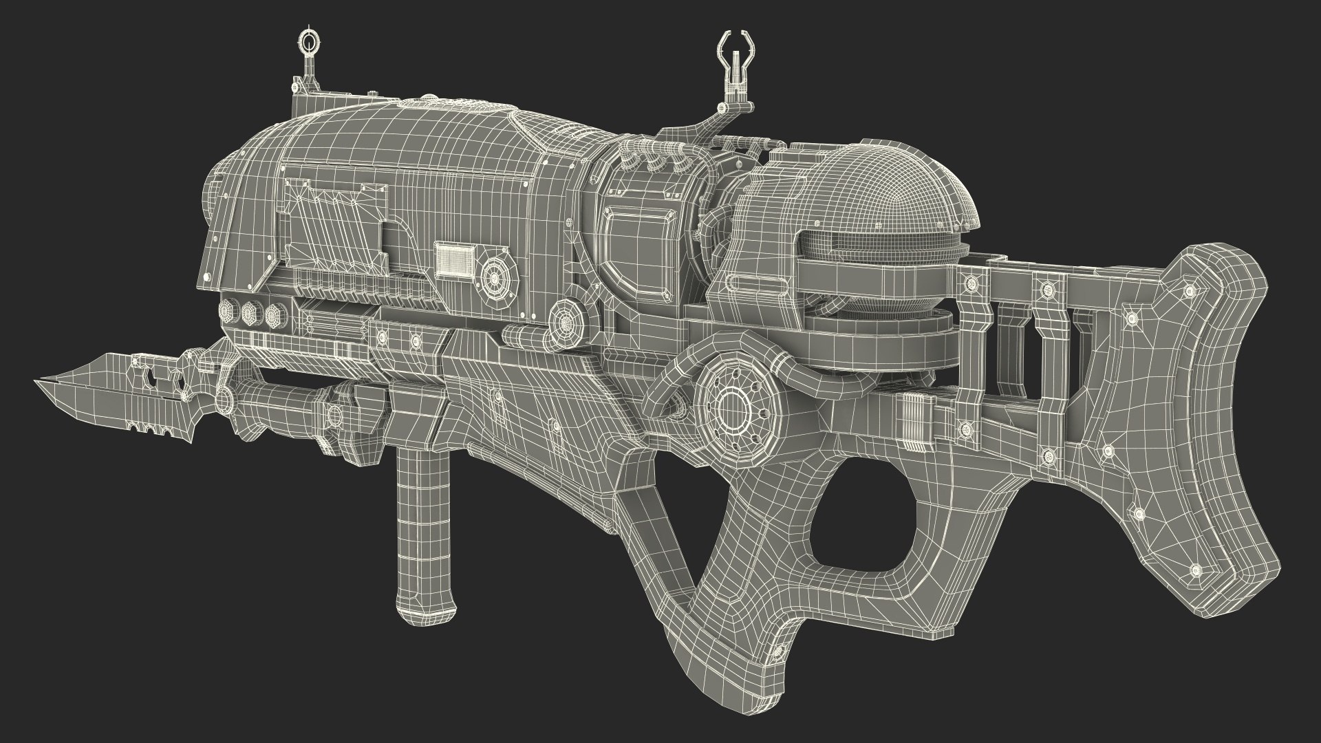 3D Futuristic Rifle With Bayonet Green - TurboSquid 2210658