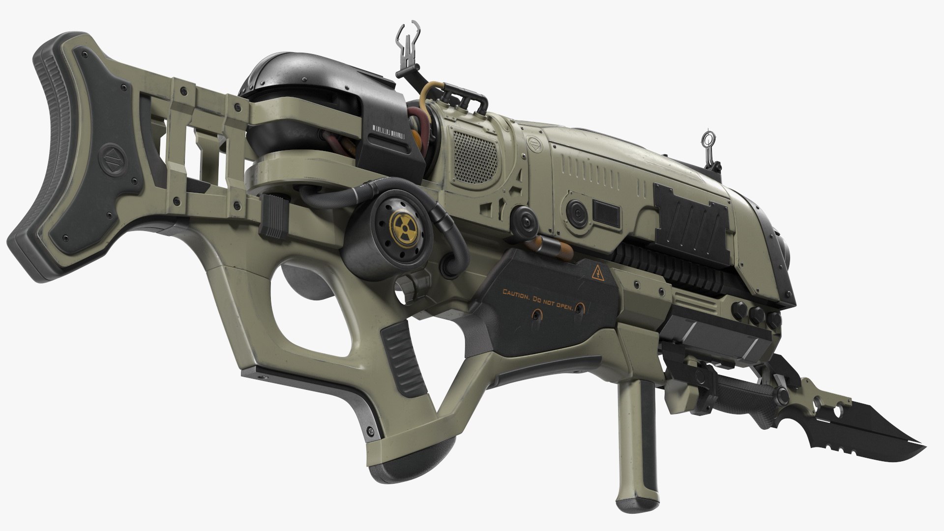 3D Futuristic Rifle With Bayonet Green - TurboSquid 2210658