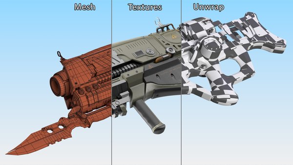 modelo 3d Rifle futurista con bayoneta verde - TurboSquid 2210658