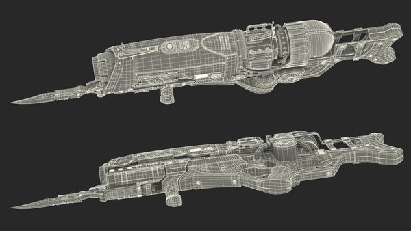 modelo 3d Rifle futurista con bayoneta verde - TurboSquid 2210658