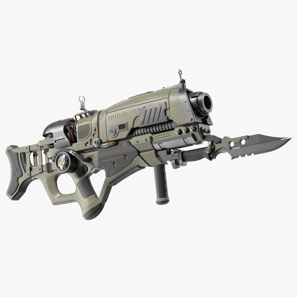 modelo 3d Rifle futurista con bayoneta verde - TurboSquid 2210658
