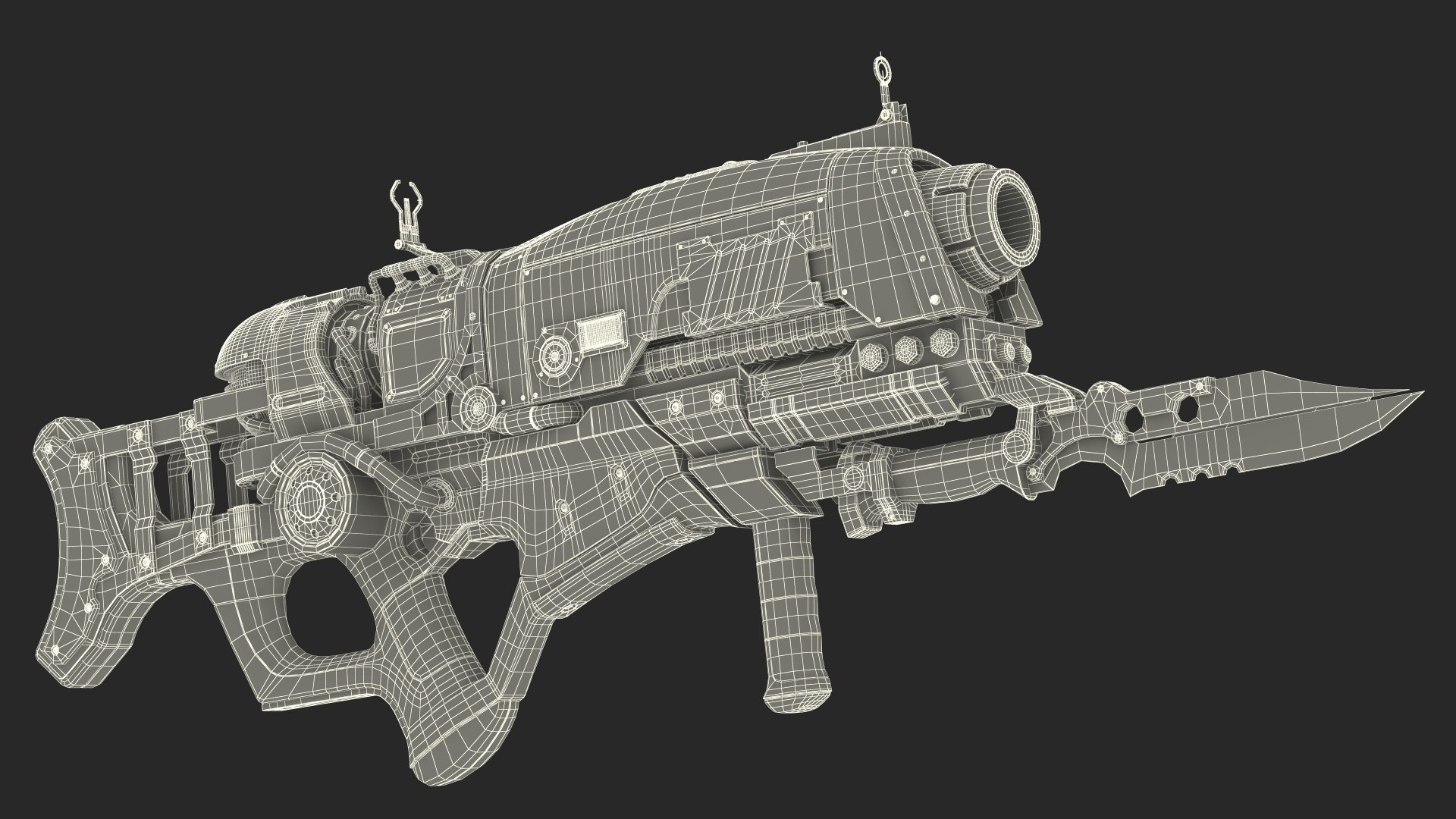 3D Futuristic Rifle With Bayonet Green - TurboSquid 2210658