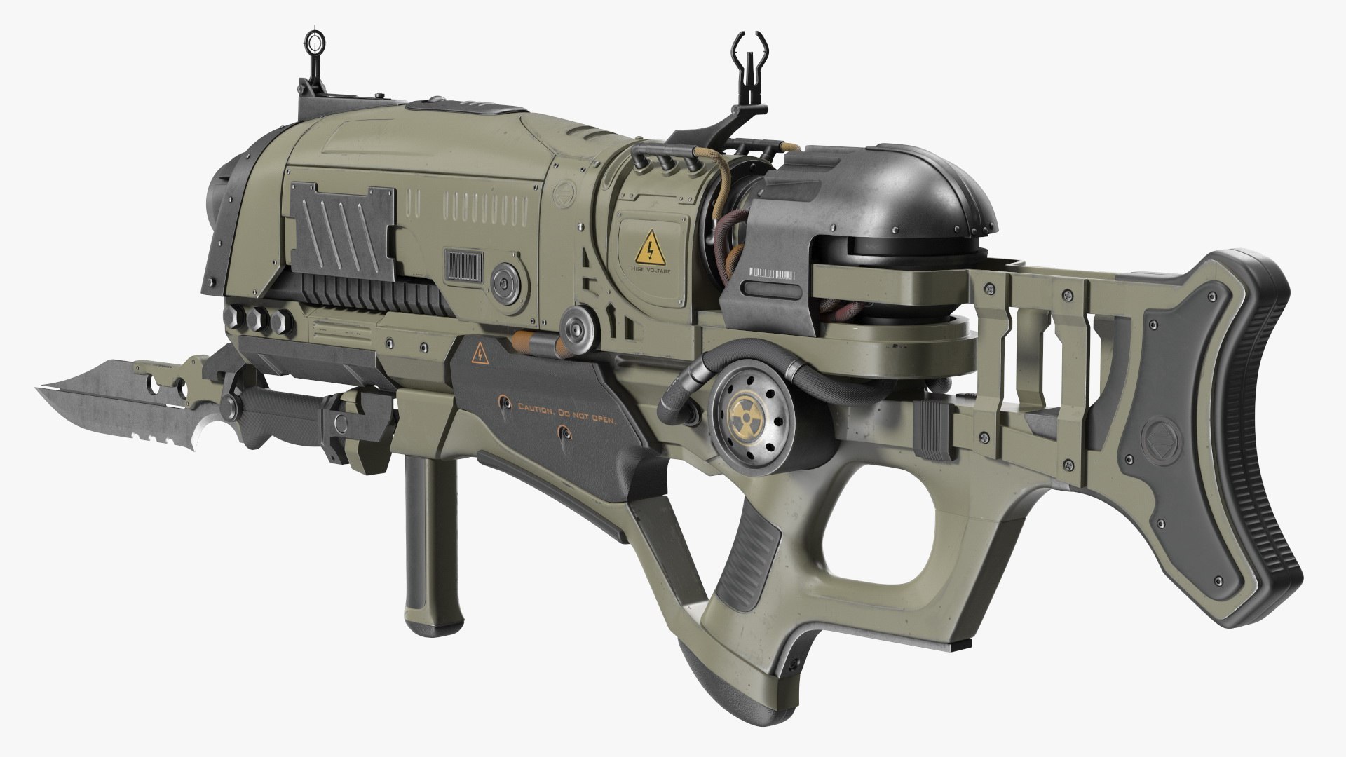 3D Futuristic Rifle With Bayonet Green - TurboSquid 2210658