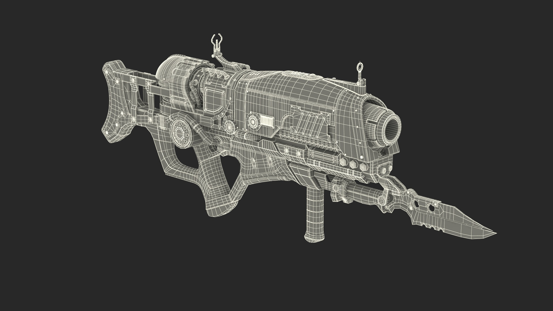 3D Futuristic Rifle With Bayonet Green - TurboSquid 2210658