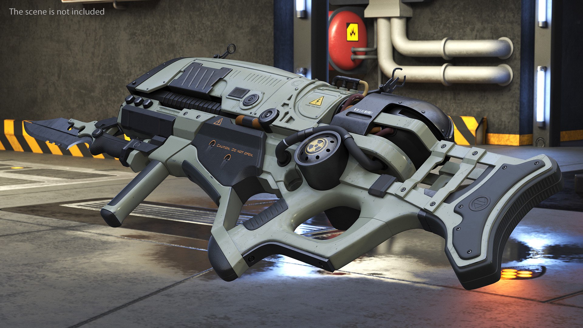 3D Futuristic Rifle With Bayonet Green - TurboSquid 2210658