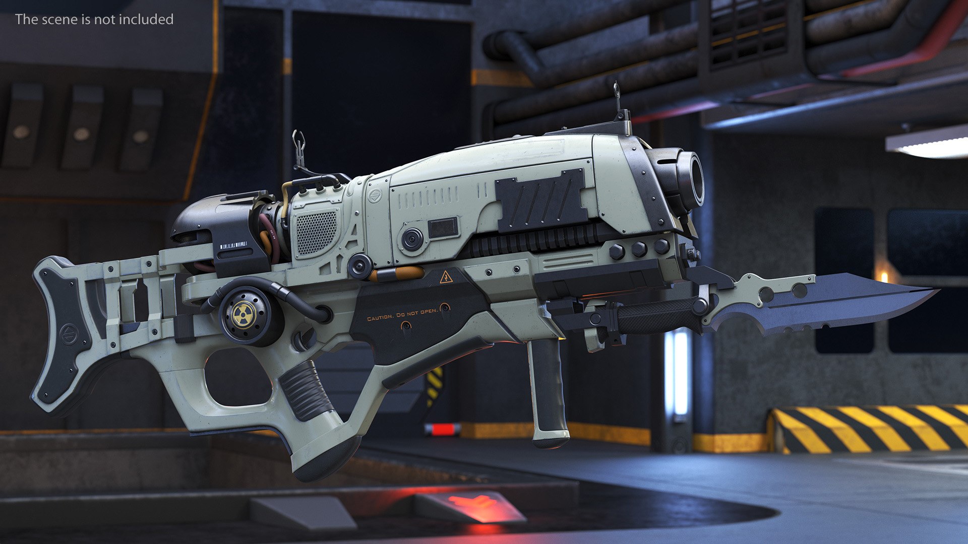 3D Futuristic Rifle With Bayonet Green - TurboSquid 2210658