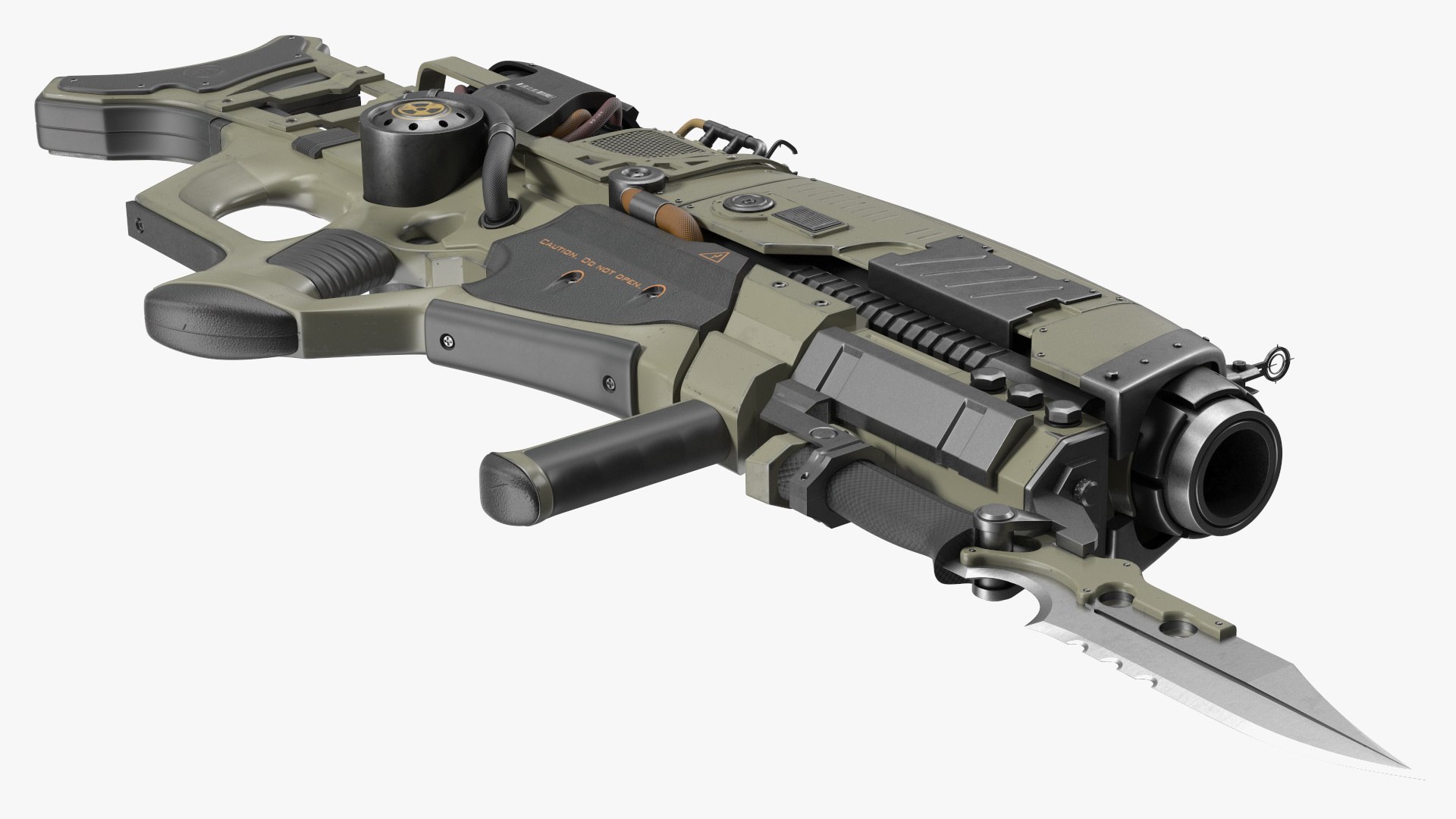 3D Futuristic Rifle With Bayonet Green - TurboSquid 2210658