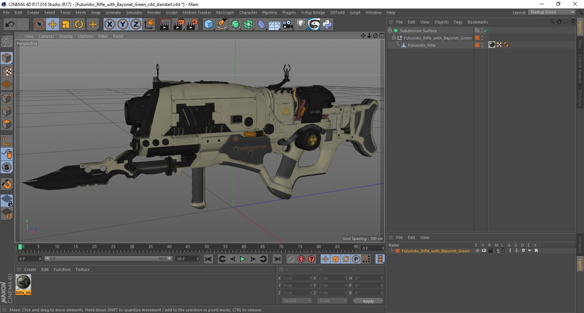3D Futuristic Rifle With Bayonet Green - TurboSquid 2210658