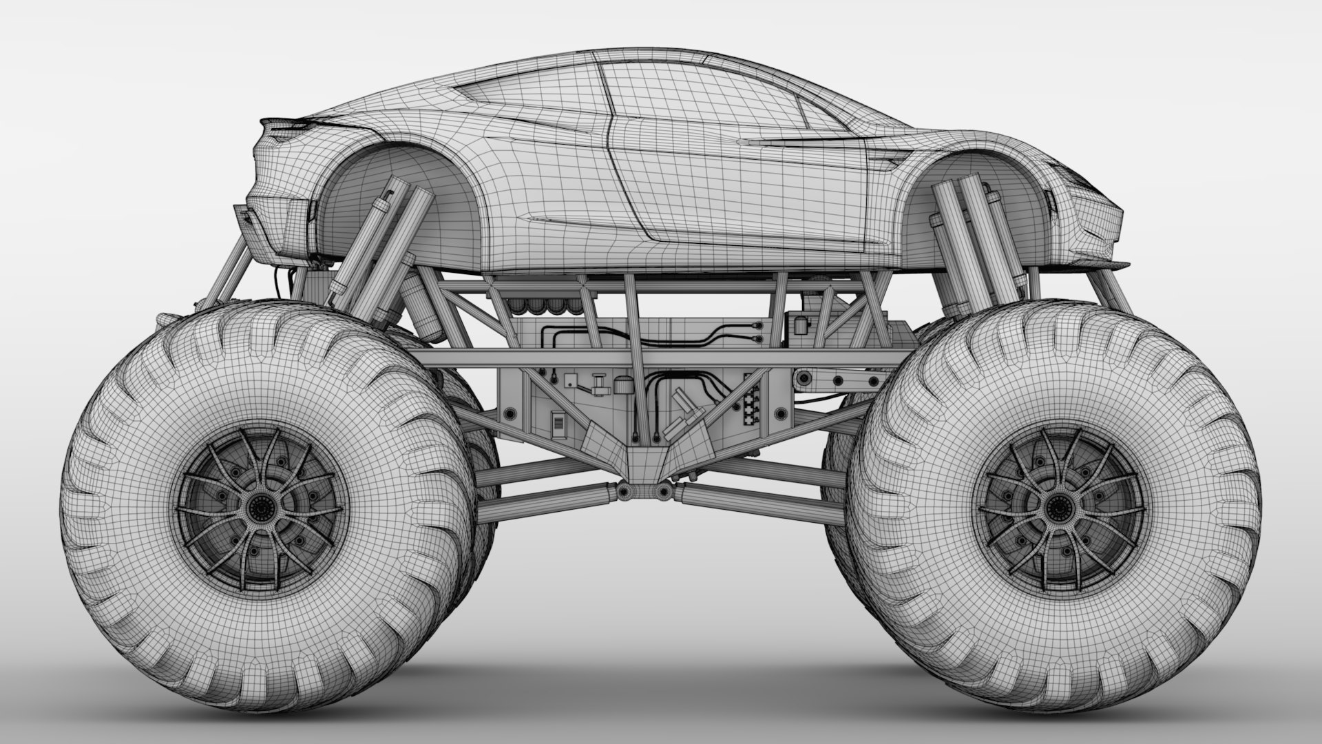 3D Monster Truck Tesla Roadster Model - TurboSquid 1293083