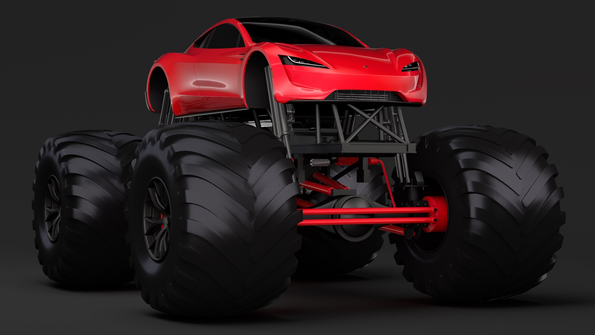 3D Monster Truck Tesla Roadster Model - TurboSquid 1293083