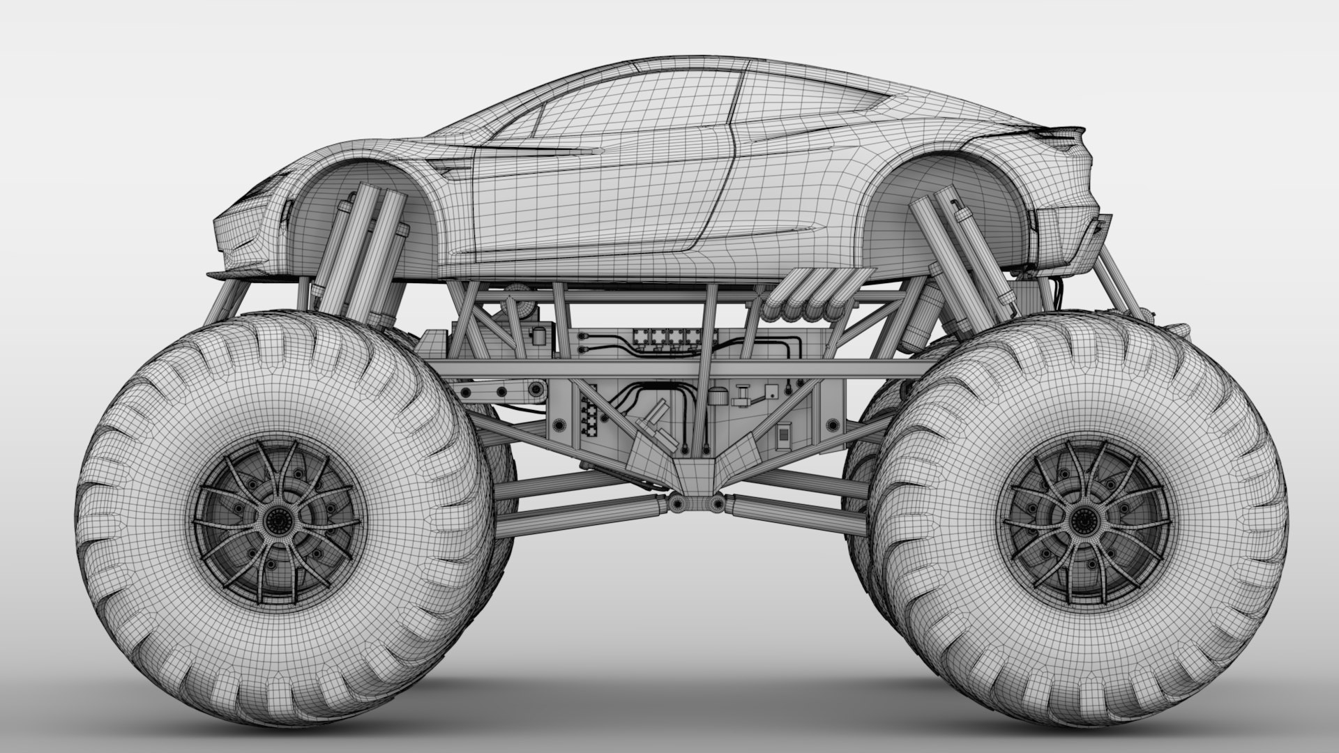 3D Monster Truck Tesla Roadster Model - TurboSquid 1293083