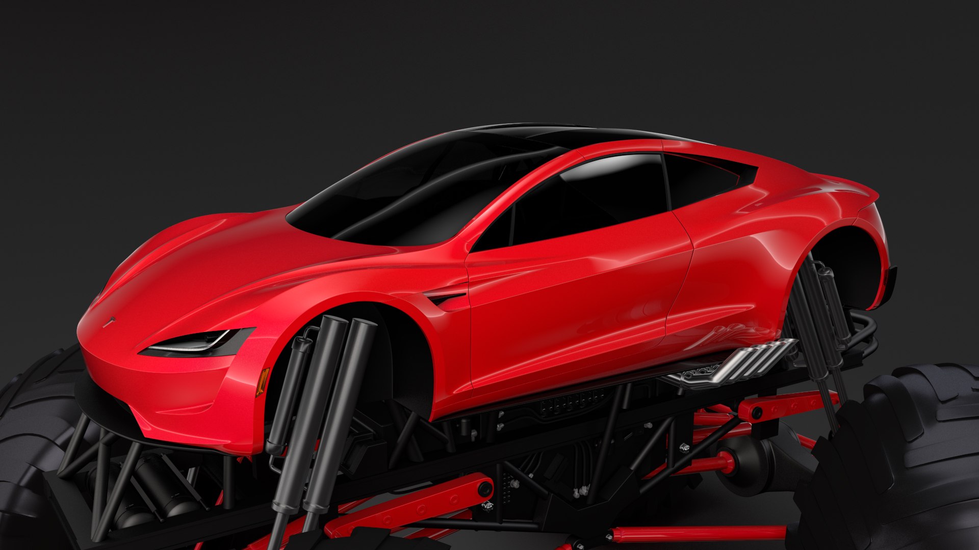 3D Monster Truck Tesla Roadster Model - TurboSquid 1293083