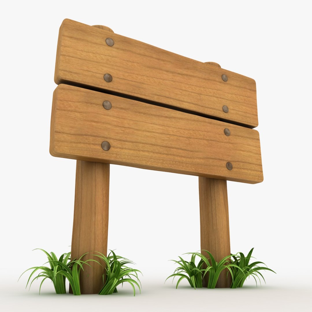 3d Realistic Wooden Signboard Grass