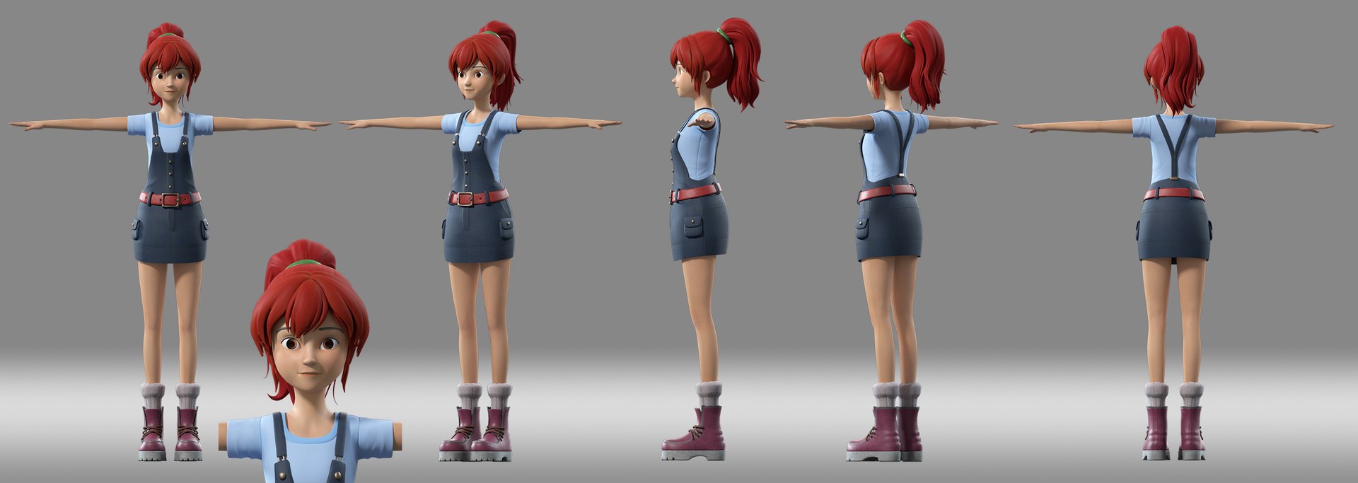 Cartoon Girl Child Student 3D Model - TurboSquid 1534526