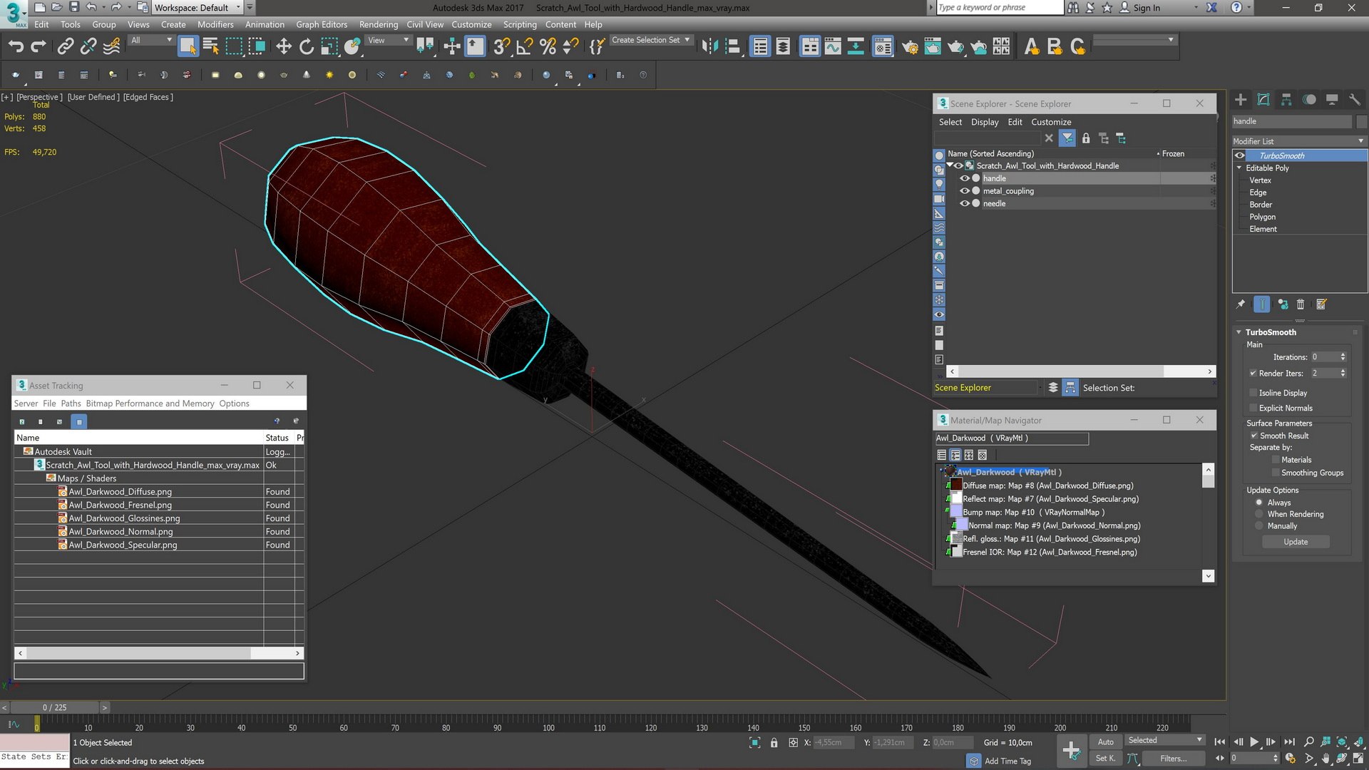 3D Scratch Awl Tool With Hardwood Handle Model - TurboSquid 2161320
