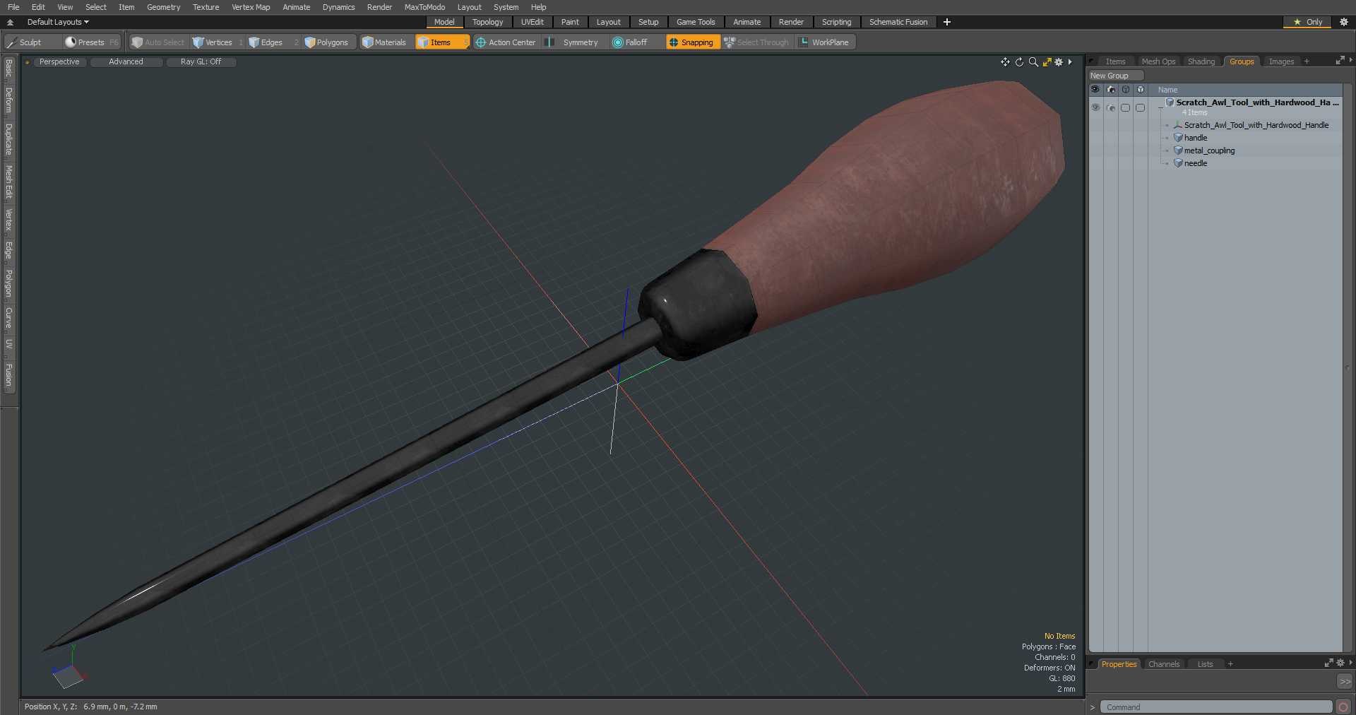 3D Scratch Awl Tool With Hardwood Handle Model - TurboSquid 2161320