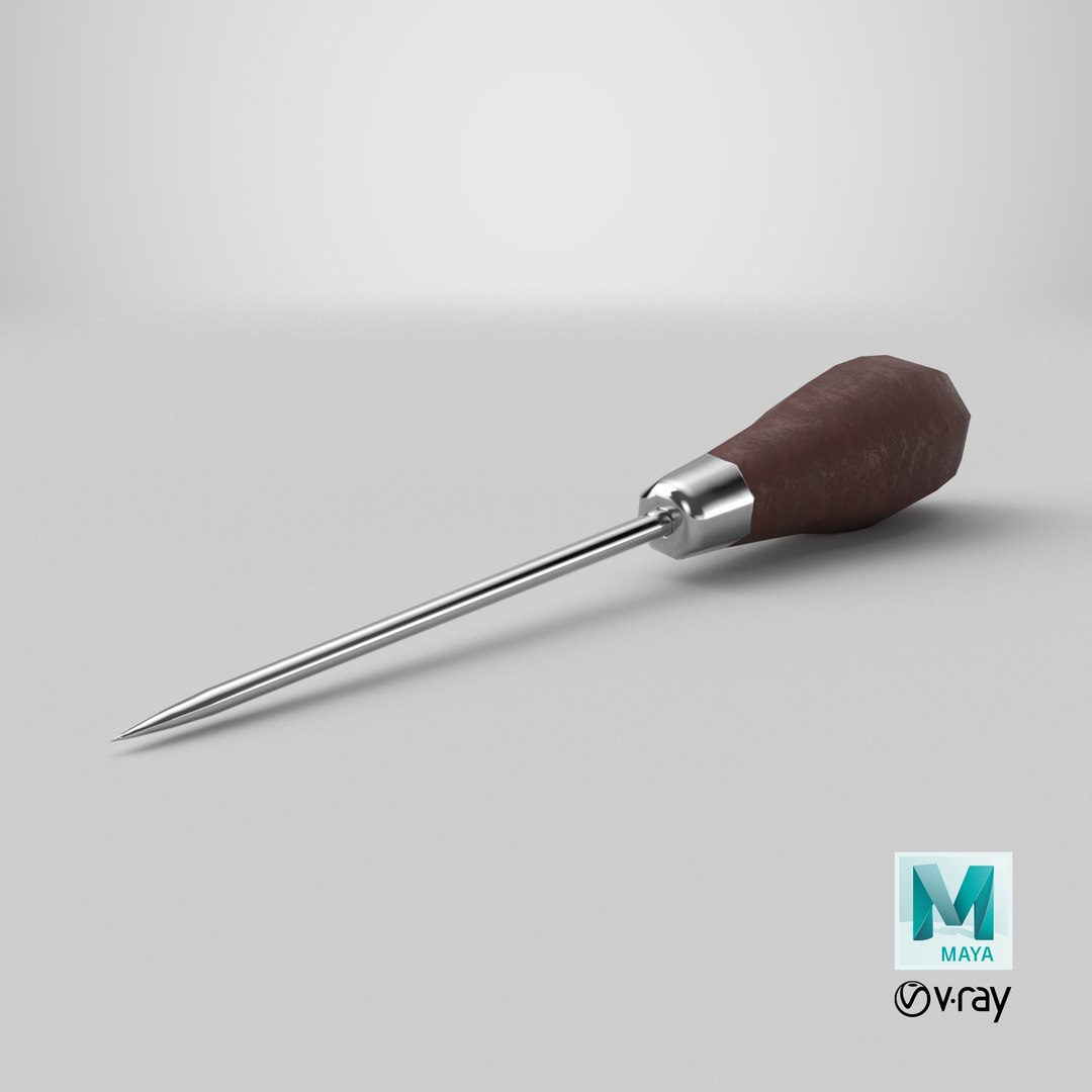 3D Scratch Awl Tool With Hardwood Handle Model - TurboSquid 2161320