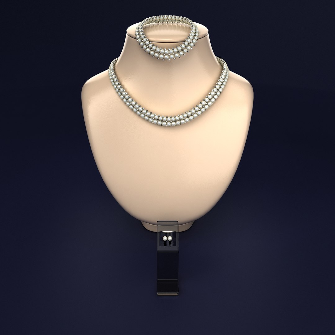 3d Set Necklace Earrings Model