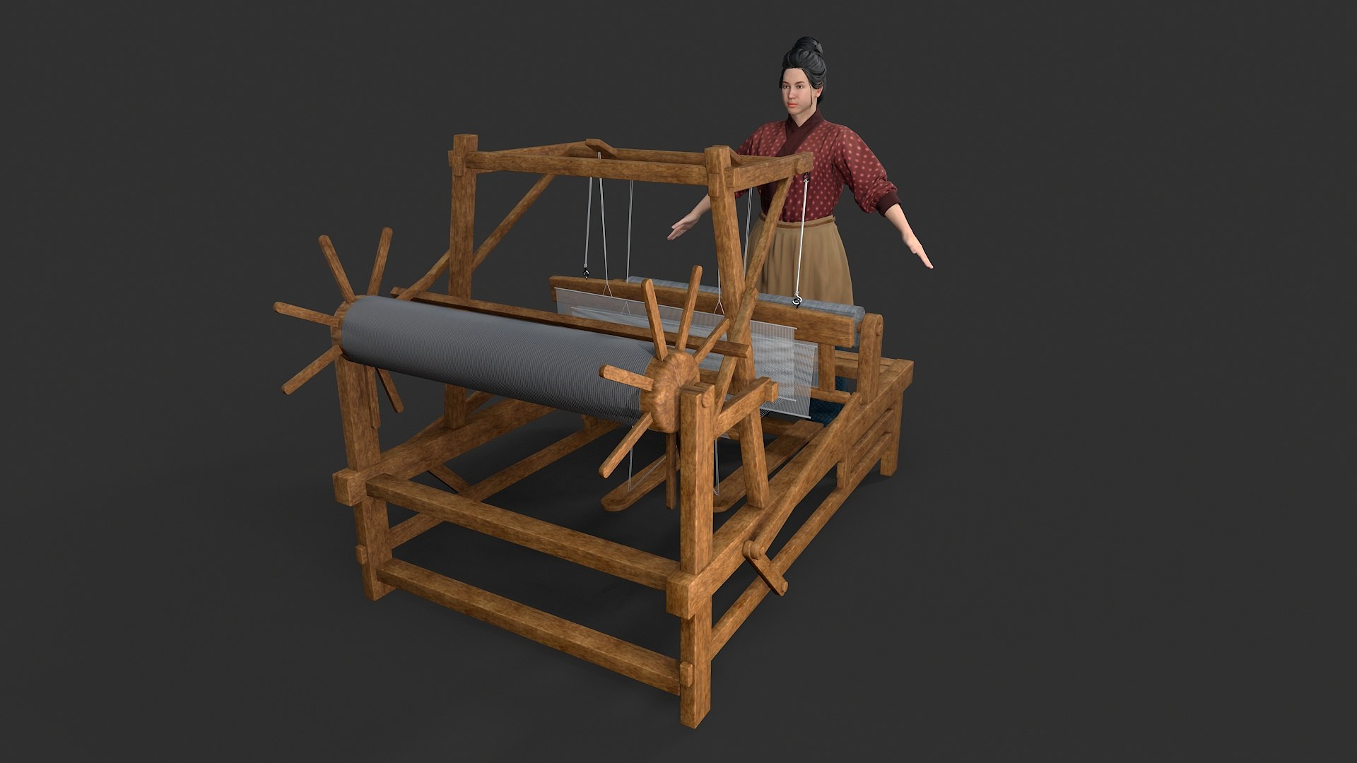 3D Ancient Chinese Textile Worker - TurboSquid 2400341
