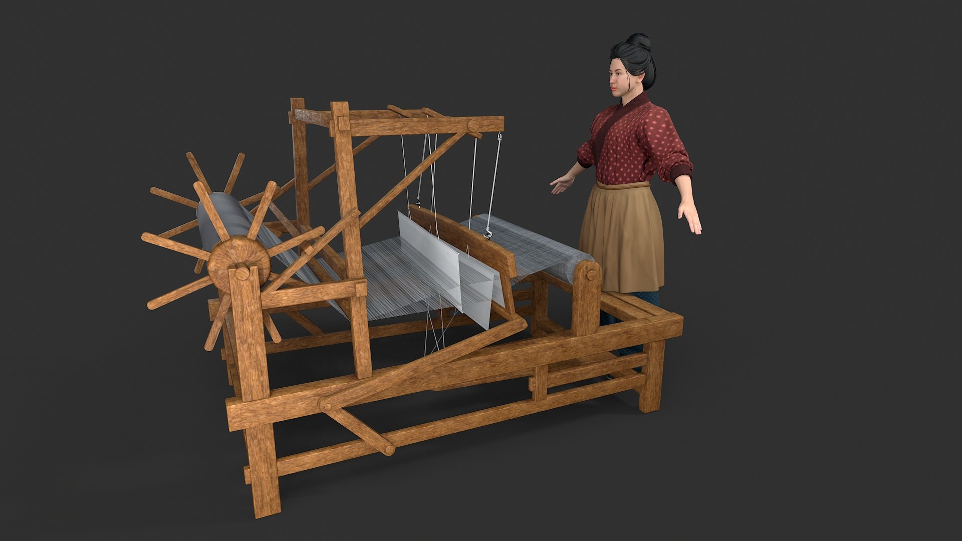 3D Ancient Chinese Textile Worker - TurboSquid 2400341