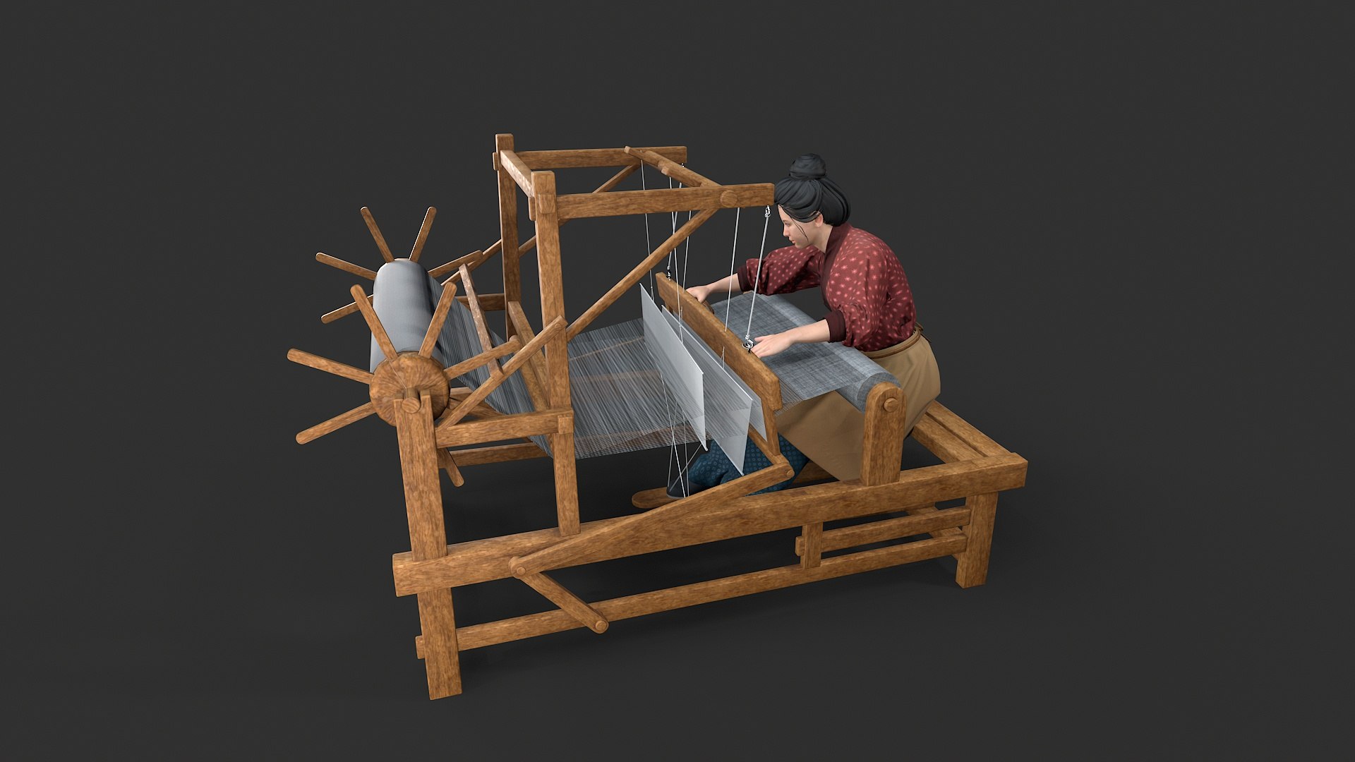 3D Ancient Chinese Textile Worker - TurboSquid 2400341