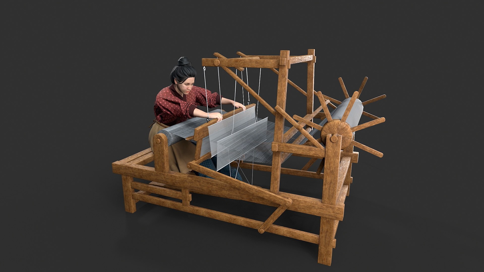 3D Ancient Chinese Textile Worker - TurboSquid 2400341