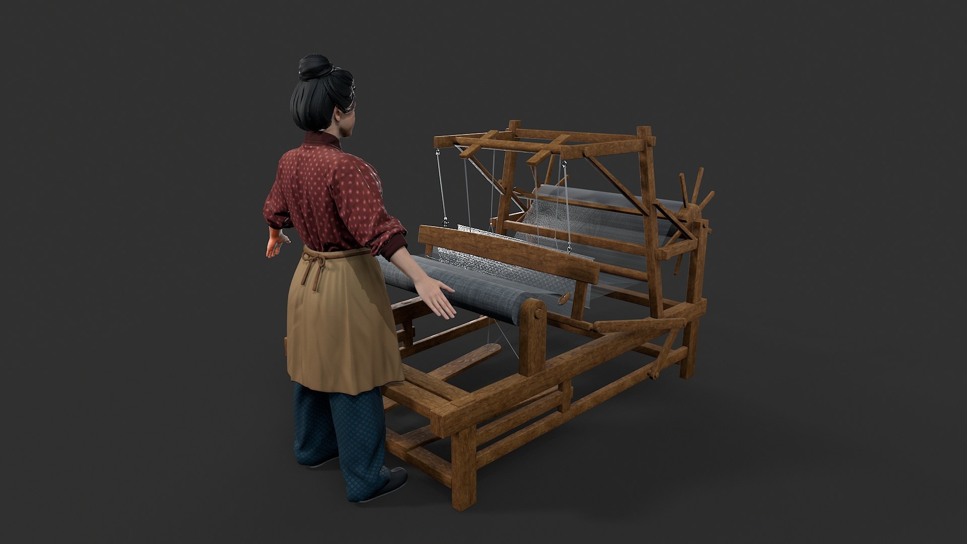 3D Ancient Chinese Textile Worker - TurboSquid 2400341