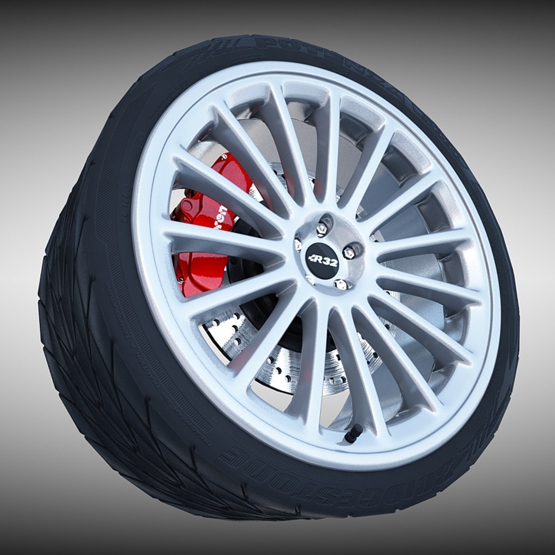 3d volkswagen r32 wheel tire