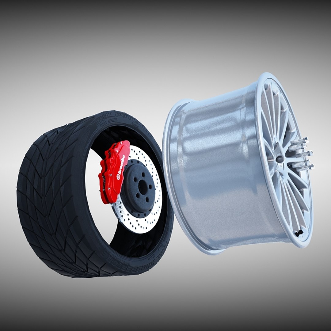 3d volkswagen r32 wheel tire