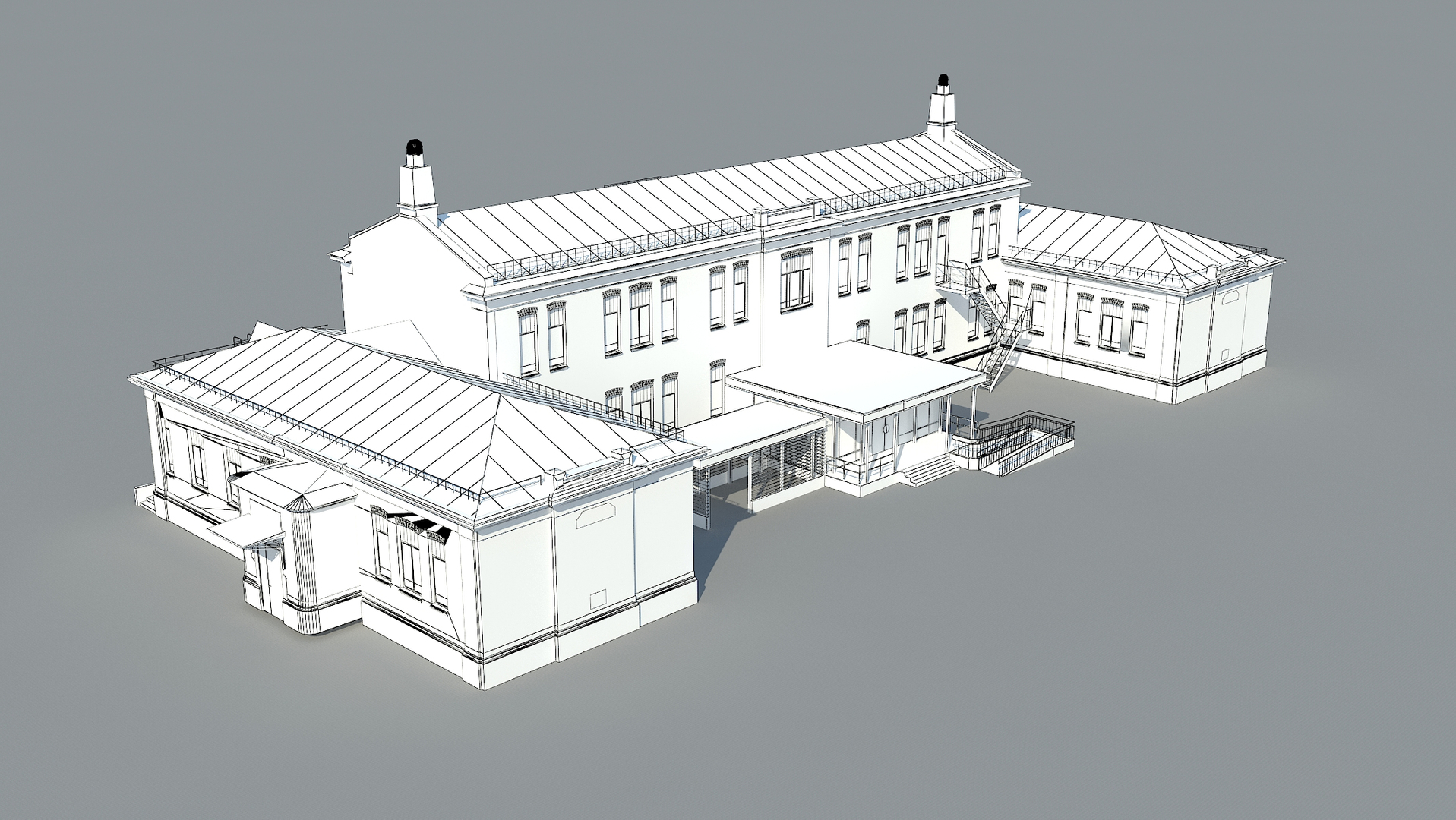 3D hospital building - TurboSquid 1602023