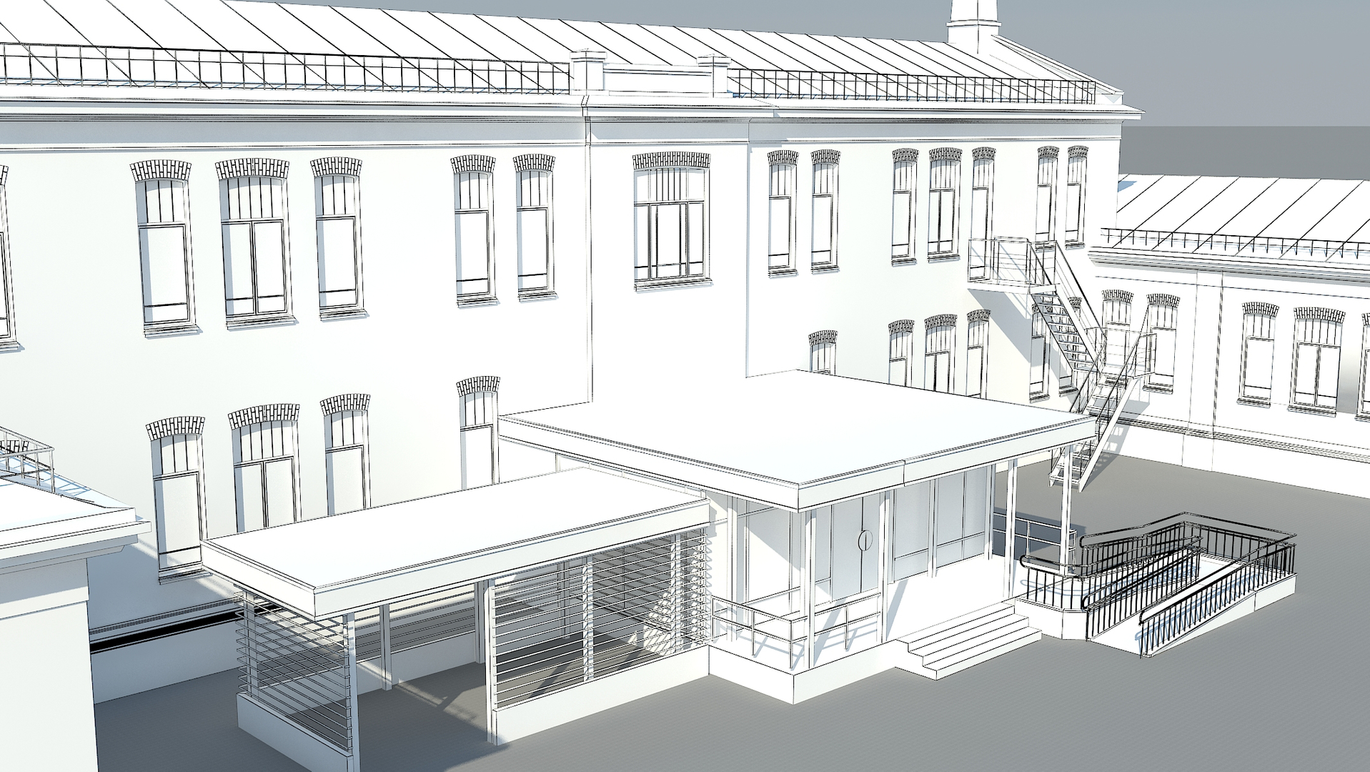 3D hospital building - TurboSquid 1602023