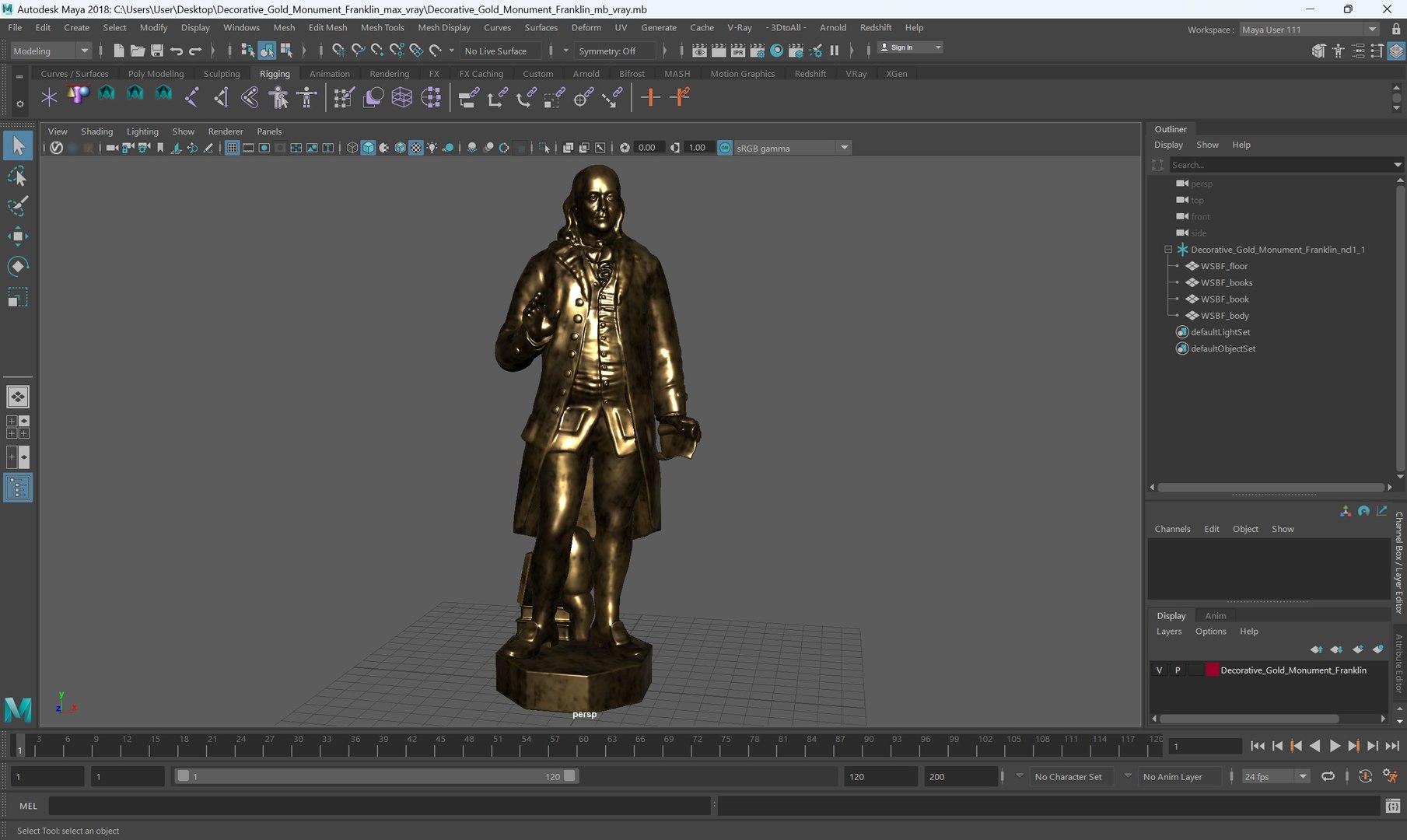 3D Decorative Gold Monument Franklin - TurboSquid 2405780