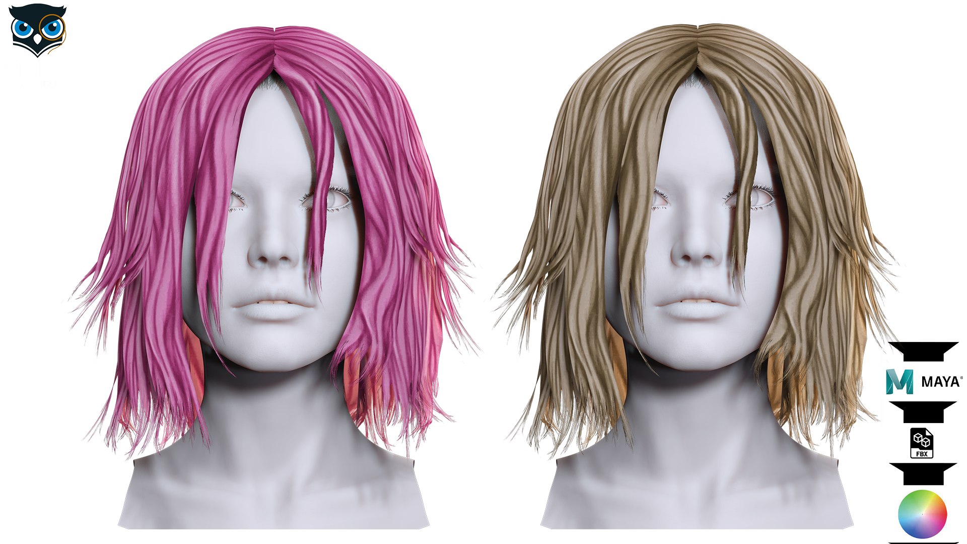 Female Short Messy Hair 3D Model - TurboSquid 2225873