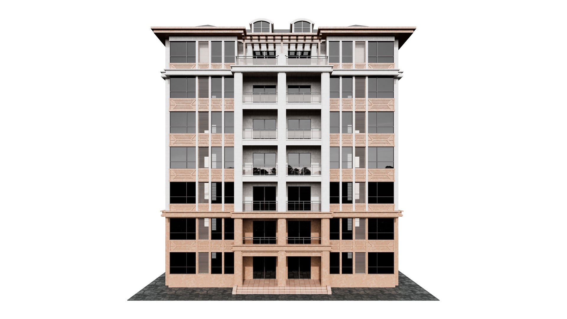 Residential Building 8 Storey Apartment 3D Model - TurboSquid 1856031