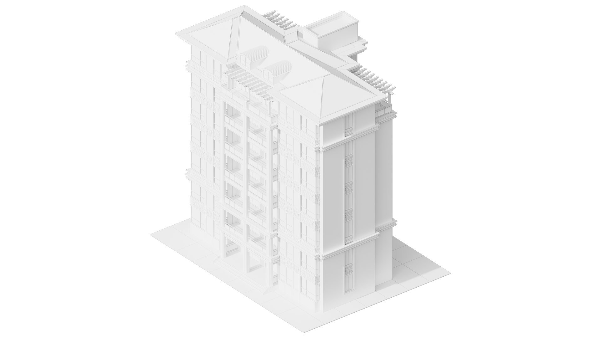 Residential Building 8 Storey Apartment 3D Model - TurboSquid 1856031