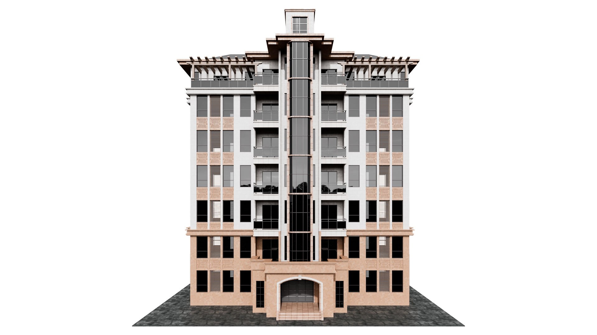 Residential Building 8 Storey Apartment 3D Model - TurboSquid 1856031
