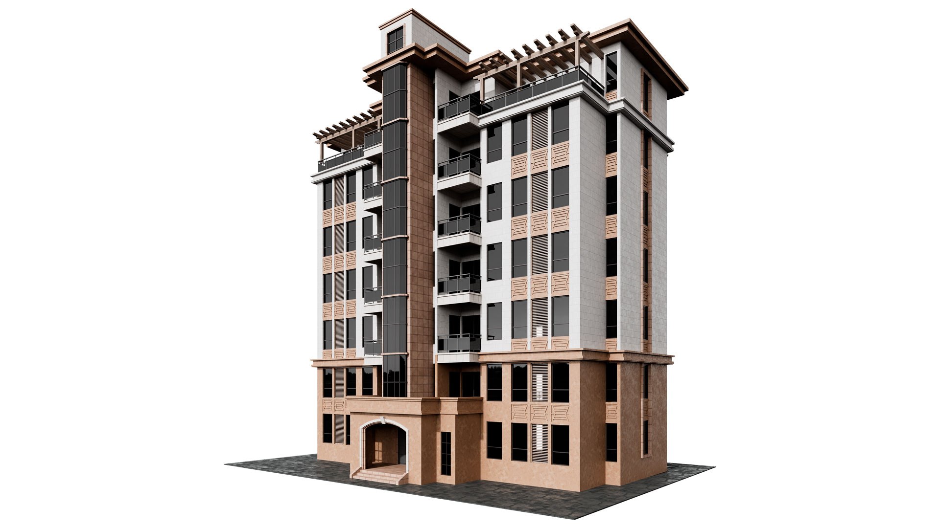 Residential Building 8 Storey Apartment 3D Model - TurboSquid 1856031