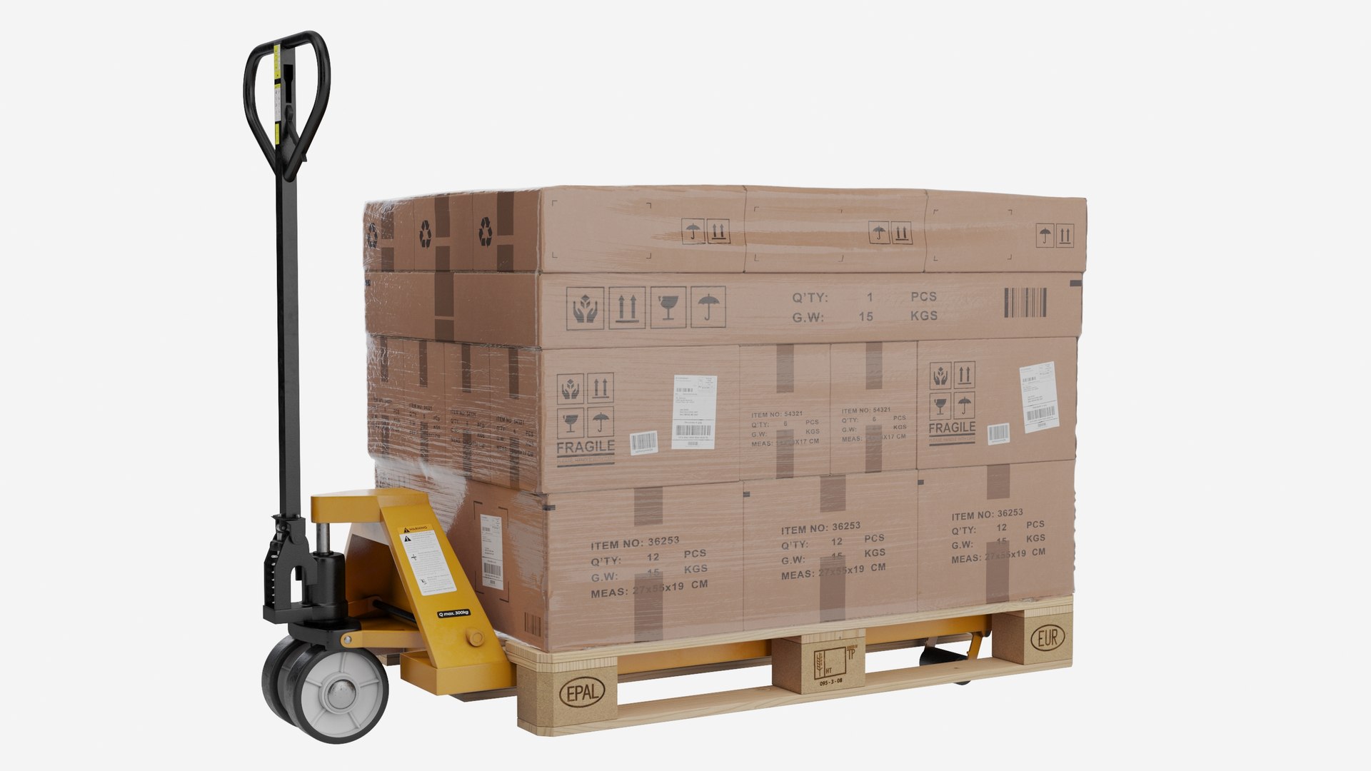 Pallet Jack With Cargo 3D Model - TurboSquid 1991576