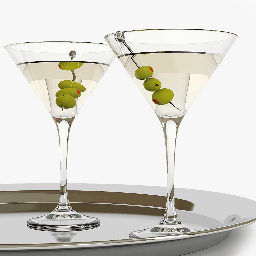 3d Martini Bottle Shaker Glasses Model