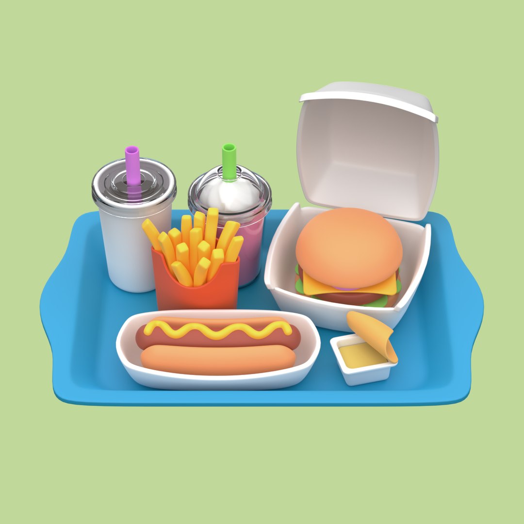 Stylized Cartoon Fast Food Collection 3D model - TurboSquid 1830624